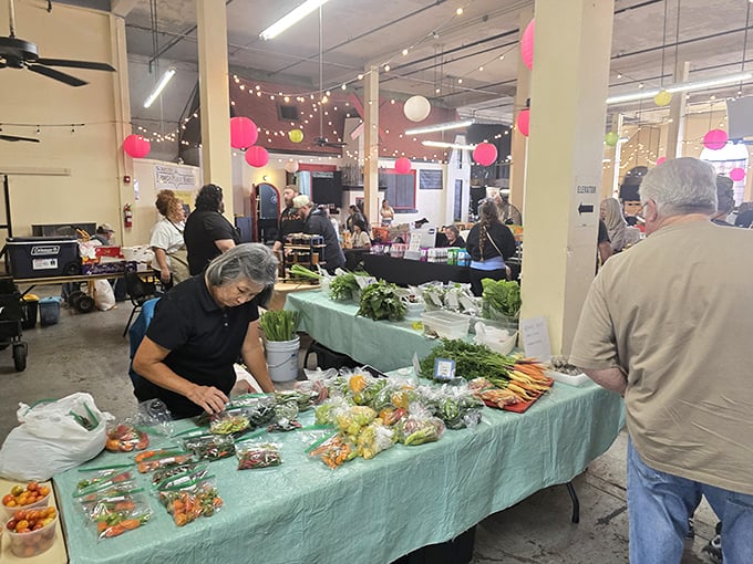 Nature's paintbox on full display! These vibrant vegetables aren't just food; they're edible art arranged by farmers whose hands tell stories of early mornings and Oklahoma soil.