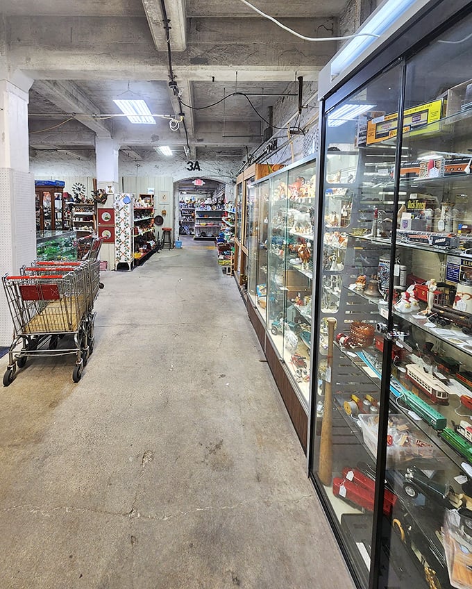 The shopping cart isn't just practical &ndash; it's necessary. These aisles of glass-encased collectibles could turn a five-minute visit into a three-hour tour.