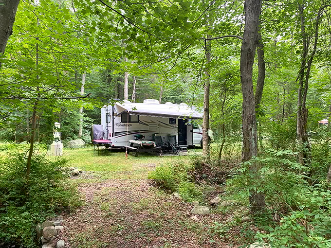 RV camping with elbow room&mdash;because nobody wants to hear their neighbor's snoring through thin canvas walls.