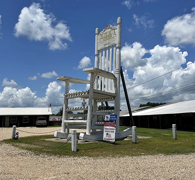 From this angle, you can appreciate the craftsmanship that went into creating furniture for imaginary giants.