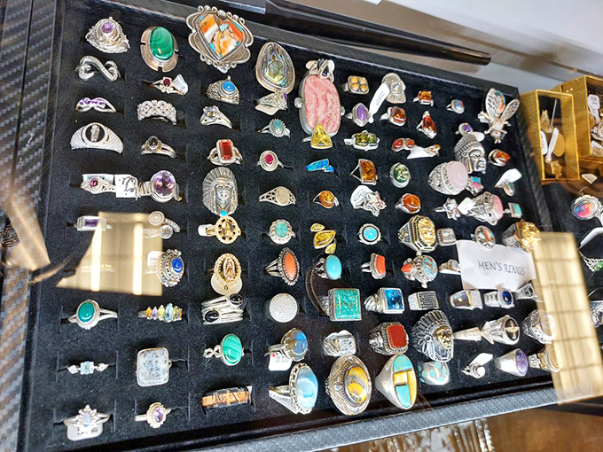 A treasure trove of rings where each stone tells a story. Someone's "something blue" might become your "something new."