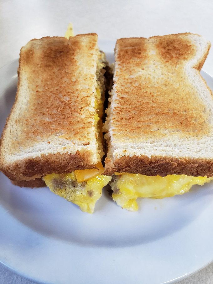 Breakfast doesn't get left behind at Zack's, where this golden egg sandwich proves morning meals deserve the same dedication.