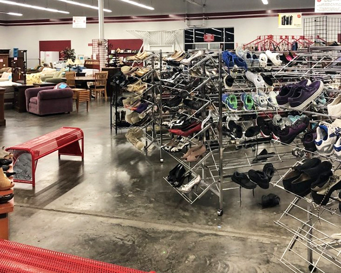 Where furniture meets footwear&mdash;an unlikely retail romance. Those shoe racks contain everything from barely-worn designer finds to practical everyday options.