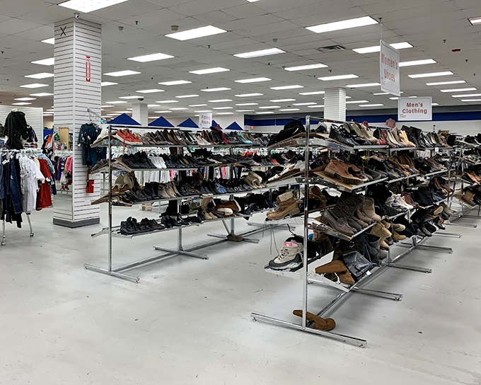 The shoe section rivals Imelda Marcos's closet, with enough footwear to walk to the moon and back. Your perfect pair awaits somewhere in this magnificent maze.