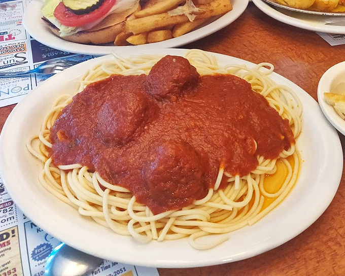 Spaghetti and meatballs that would make your Italian grandmother nod in approval. The sauce-to-pasta ratio? Mathematically perfect.