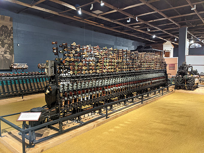 This spinning frame contains more moving parts than my aunt's explanation of why she's late for Thanksgiving dinner. Industrial art at its finest.