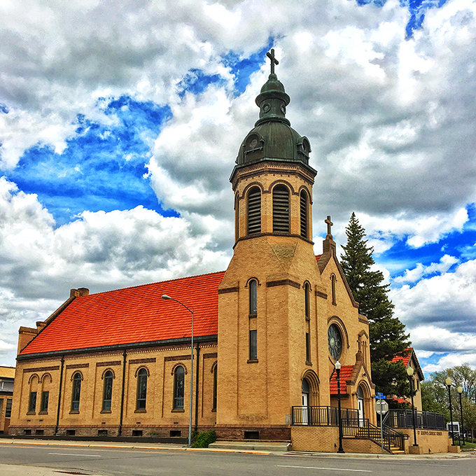 St. Joseph's Catholic Church reaches skyward with its distinctive bell tower, a spiritual landmark that's been comforting Rawlins residents for generations.