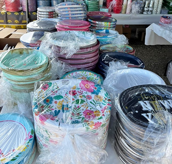 Plate paradise! Someone's dining room is about to get a colorful makeover that would make Grandma both confused and proud.