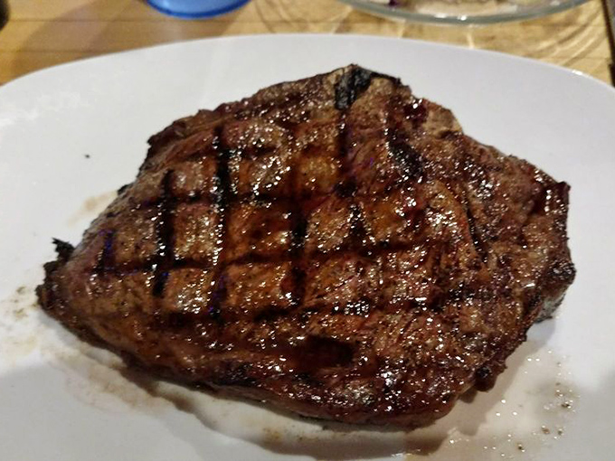 Behold the star of the show &ndash; a perfectly grilled steak with those coveted crosshatch marks that say "I'm about to make your day significantly better."