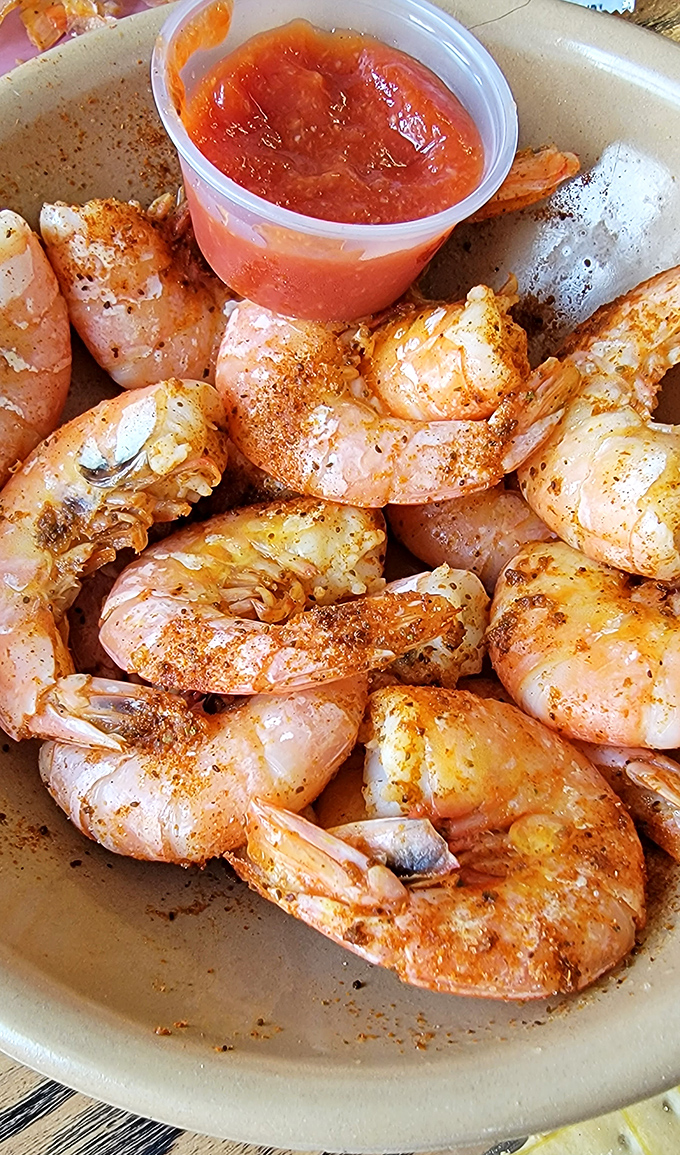 Plump, perfectly seasoned shrimp arrive ready to make you forget every disappointing seafood experience you've ever endured before now.
