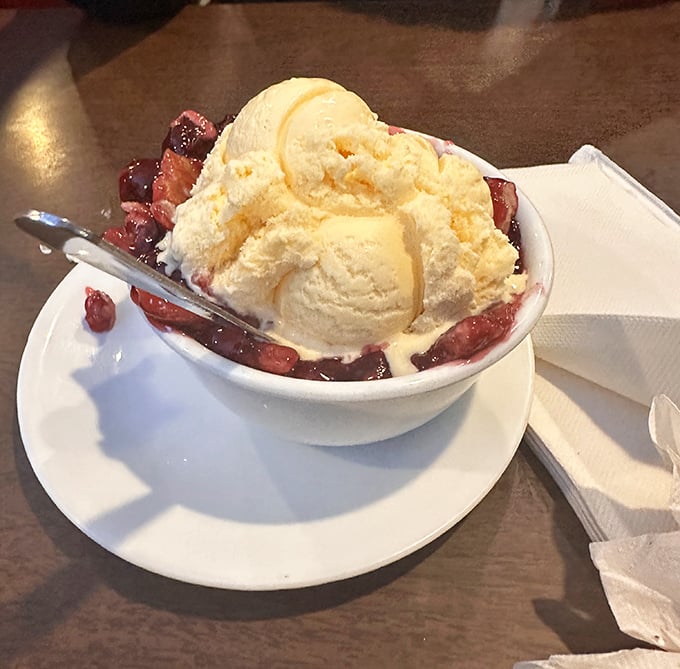 Summer in a bowl&mdash;strawberry cobbler topped with vanilla ice cream creates the kind of dessert moment that makes you close your eyes and sigh contentedly.
