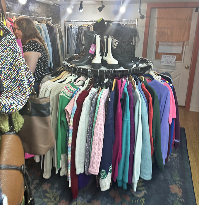 The circular rack&mdash;retail's version of King Arthur's table where every sweater is equally worthy of discovery.