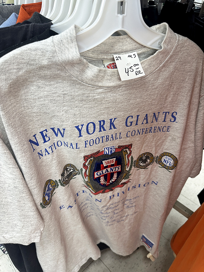 A vintage Giants tee that's survived longer than some NFL careers waits for its next superfan.