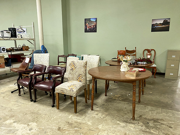 Dining sets that have hosted countless family meals now wait patiently for their next chapter of dinner conversations and holiday gatherings.