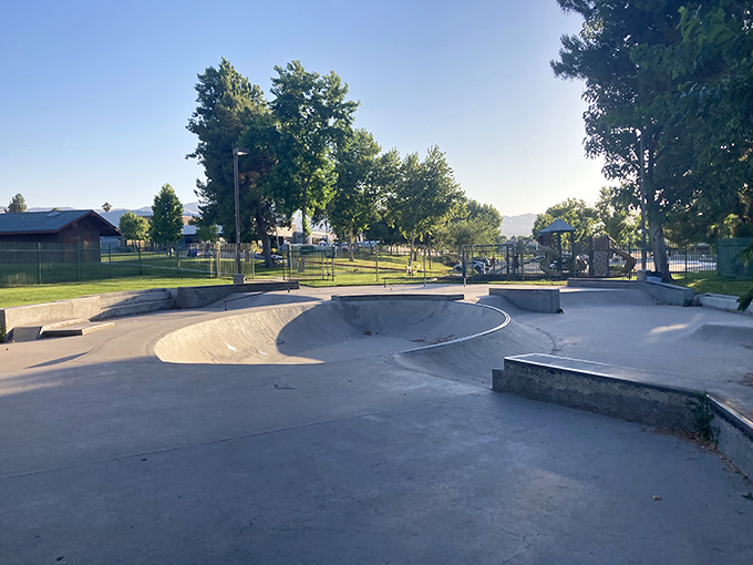 The local skate park offers concrete waves for landlocked surfers of all ages, proving retirement doesn't mean the end of catching air.