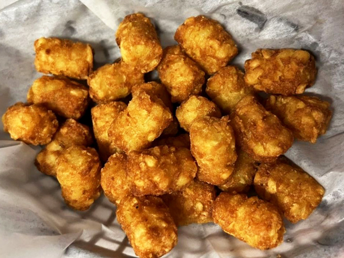 Golden-brown tater tots that crunch like autumn leaves &ndash; crispy exteriors giving way to pillowy potato centers that make French fries jealous.