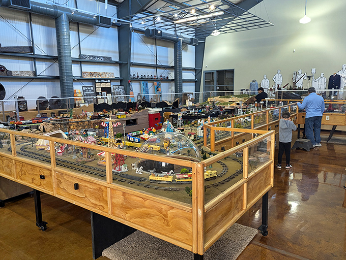 Inside the museum, miniature worlds unfold where train enthusiasts young and old can watch their fascination roll down perfectly scaled tracks.