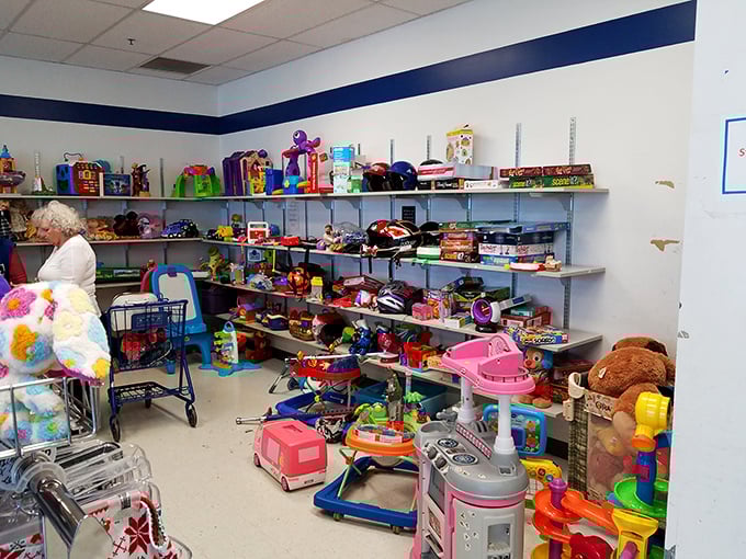 Toy paradise! Little plastic wonders await new homes, where imagination matters more than whether they're this year's model.