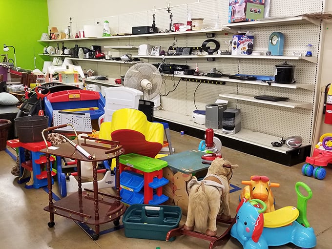 The toy section: where childhood dreams get their second chance and parents' wallets get a much-needed break.