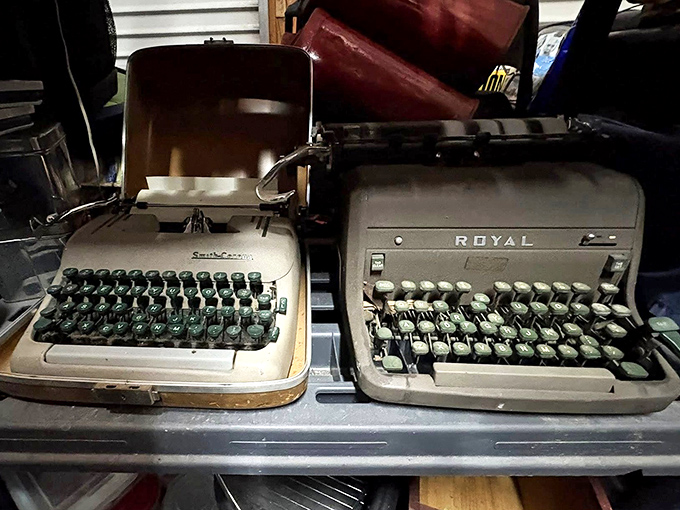 Vintage typewriters waiting for their second act. Just imagine the Great American Novel these Smith-Corona and Royal beauties might have already written.