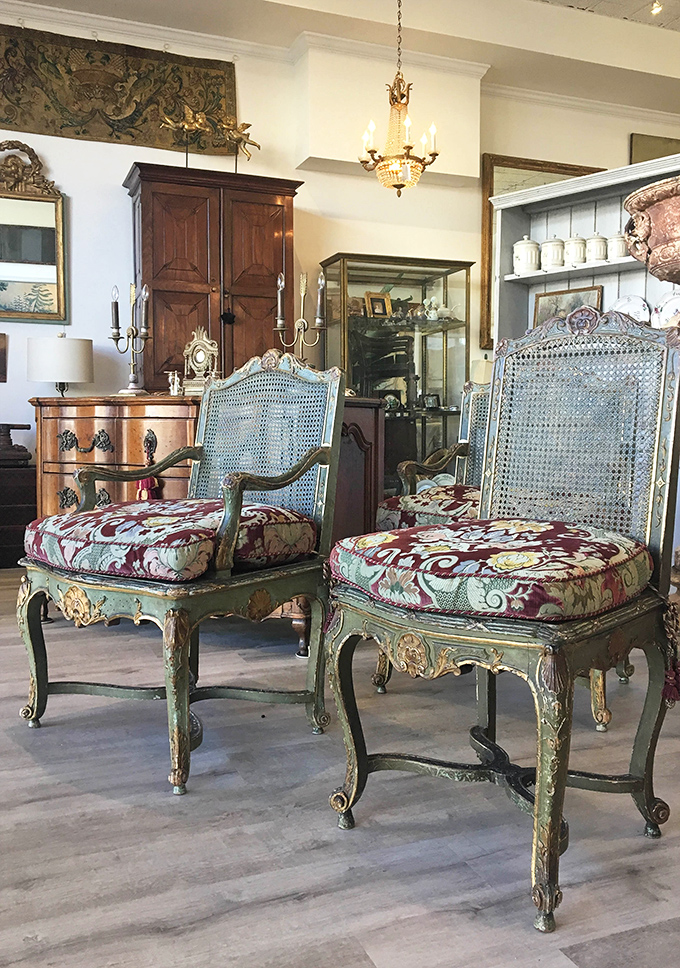 These aren't just chairs&mdash;they're thrones with stories. The patina on those frames has the kind of character Hollywood pays makeup artists to create.