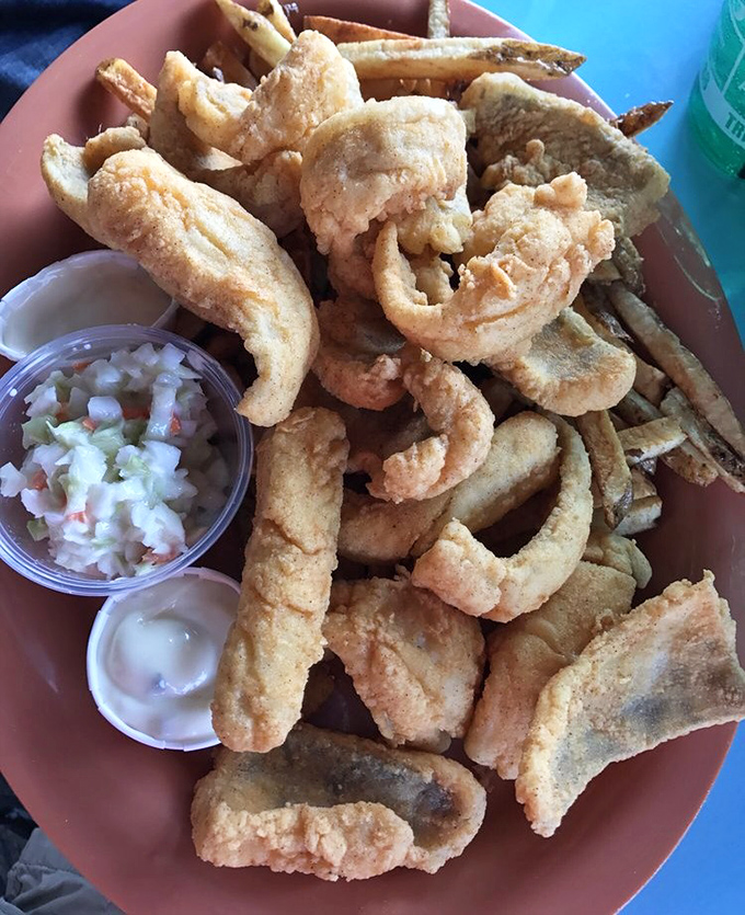 A mountain of perfectly breaded walleye that makes you understand why people write songs about the Great Lakes. Worth every mile of the journey. 
