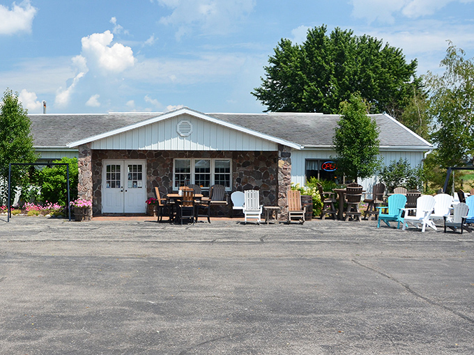 Craftsmanship on display. This Amish furniture shop showcases handcrafted wooden pieces made using techniques passed down through generations.