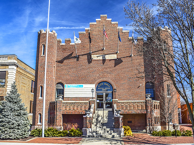 Whiting City Hall looks like it could withstand both tornados and bureaucracy with equal fortitude and Midwestern resolve.