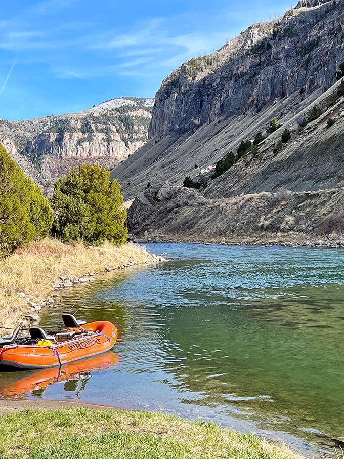 Wind River Canyon's dramatic cliffs frame fishing waters that'll make you forget you ever owned a television.