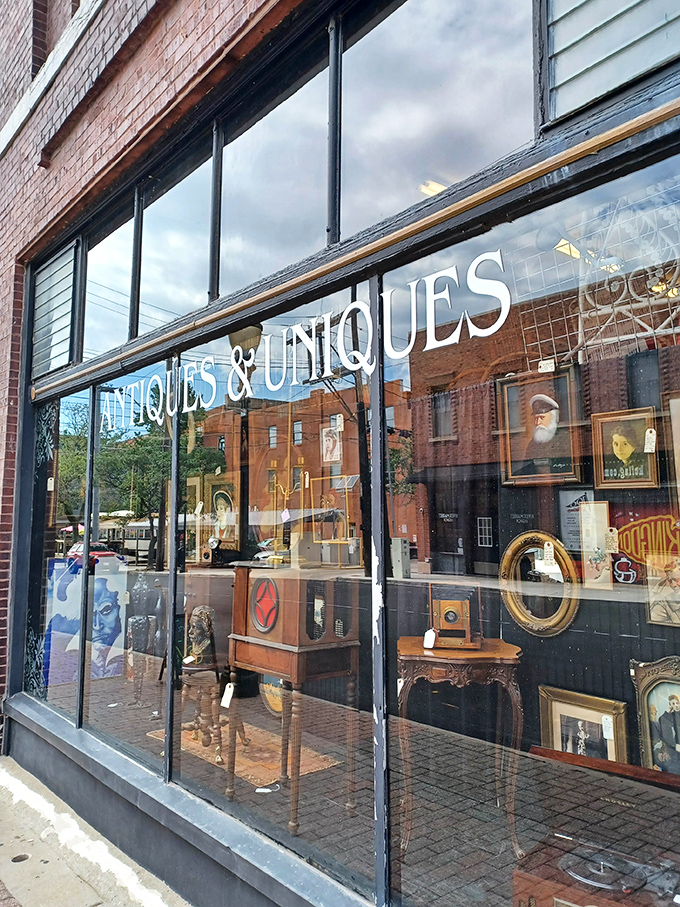 Window shopping takes on new meaning when the display itself is a museum-worthy collection of frames, furniture, and forgotten treasures. 
