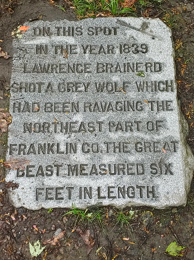 History literally set in stone! This quirky monument commemorates a six-foot wolf that once terrorized Franklin County&mdash;Vermont's answer to Jaws, but with fur.