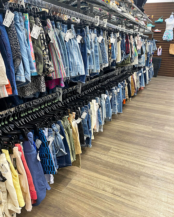 Denim for days! This jean paradise offers more options than a Netflix menu, with styles ranging from mom jeans to skinny fits.