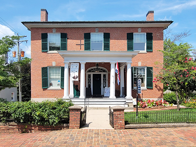 The Woodrow Wilson Presidential Library welcomes visitors with the kind of stately brick facade that says, "Important things happened here, but we're not stuffy about it."