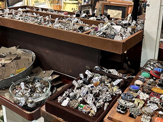 Jewelry hunters, prepare to lose track of time! These trays of vintage accessories contain someone's future heirloom or conversation-starting statement piece.