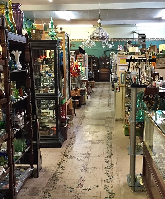 Long aisles lined with display cases create a museum-like experience, except here you can actually take the exhibits home with you. 