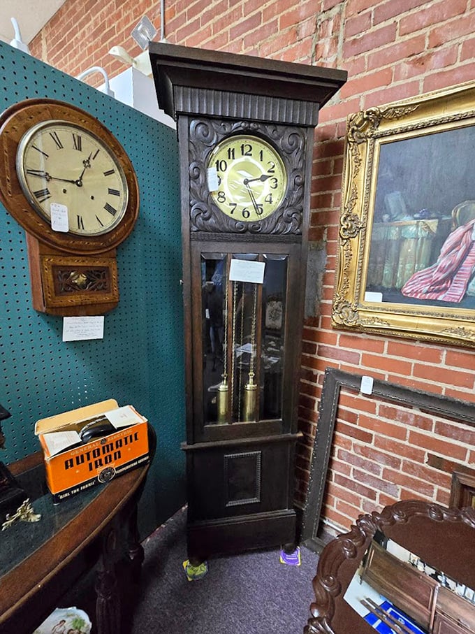 Time literally stands still in the clock corner. That grandfather clock has likely announced dinner for five generations of families.