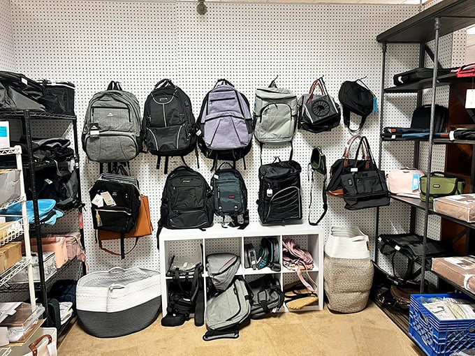 Backpack bonanza! Whether you're heading to school or scaling Everest, this wall of bags has your back&mdash;literally and figuratively. 