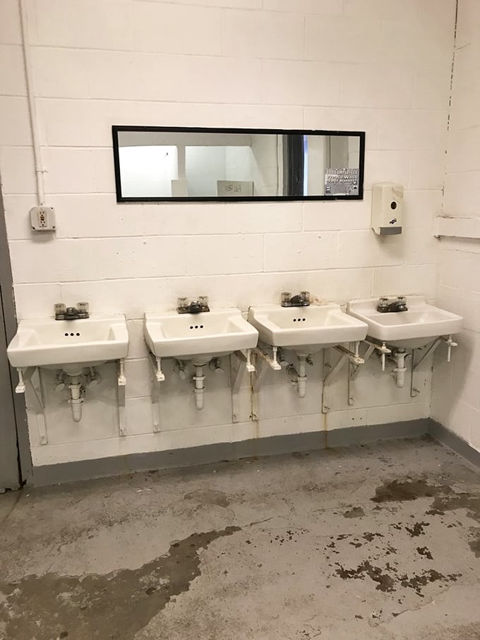 The no-frills facilities remind you this isn't Bloomingdale's&mdash;but who needs fancy restrooms when there are bargains to be found?