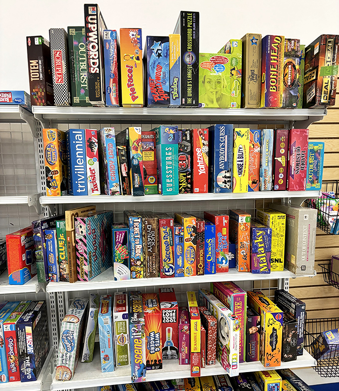 Board game heaven for the analog soul. Monopoly arguments and Scrabble victories from other families await new tables to conquer.