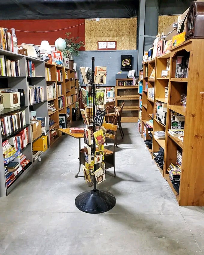 The book section&mdash;where time disappears faster than your afternoon plans. Literary treasures stacked floor to ceiling await discovery.