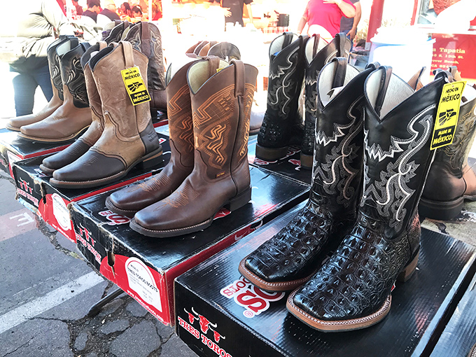 Boot heaven for aspiring cowboys and practical ranchers alike. Each pair tells a different story&mdash;some for working, some for dancing, all for showing off.