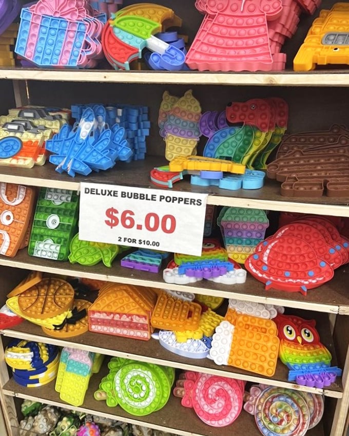 The modern fidget toy display&mdash;colorful bubble poppers that grandkids love and parents secretly play with after bedtime. 
