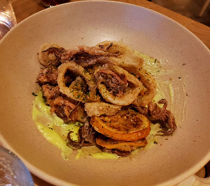 The calamari that launched a thousand return visits&mdash;crispy, tender, and sitting on a pool of aioli that you'll be tempted to drink with a straw.