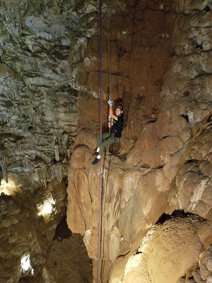 Adventure seekers dangle 165 feet above the cavern floor &ndash; proving that sometimes the best way to appreciate nature is while desperately clinging to a rope.