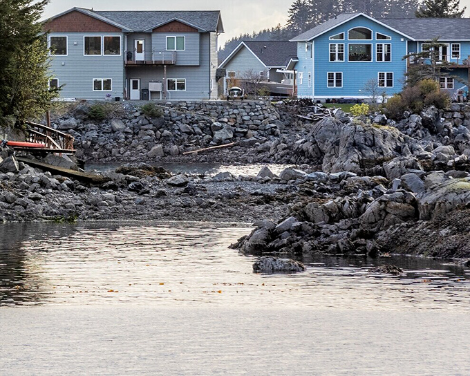 Waterfront living, Sitka-style: where your morning coffee comes with eagle sightings and your backyard is literally the Pacific Ocean.