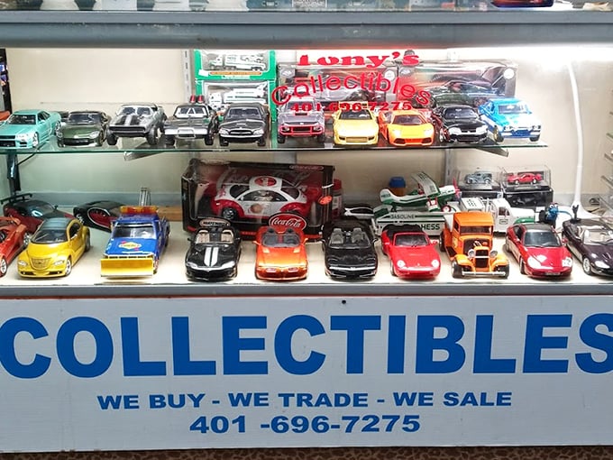 Die-cast dreams come true! Tony's Collectibles showcases miniature automotive perfection that makes grown adults suddenly remember their childhood Hot Wheels collections.