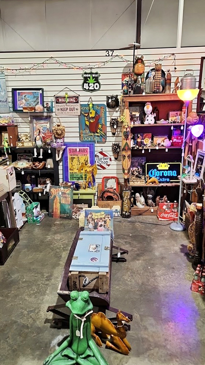 Pop culture paradise! From Star Wars to Corona, this booth is like walking through the basement of your coolest uncle.
