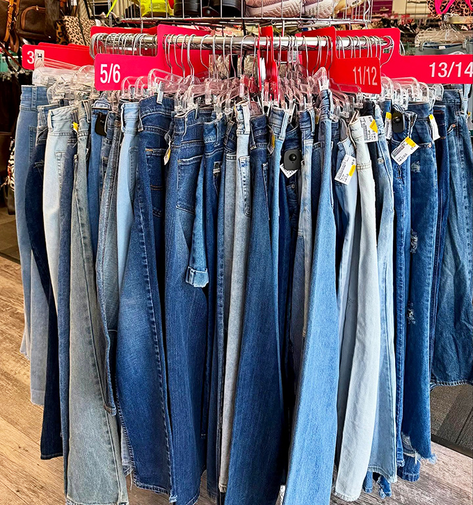 Denim heaven organized by size. Finding your perfect pair of pre-loved jeans just became the easiest treasure hunt in Florida.