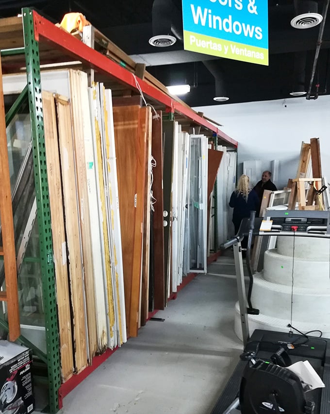 Door heaven! Enough entryways lined up to create an entire neighborhood, each one a portal to renovation possibilities.