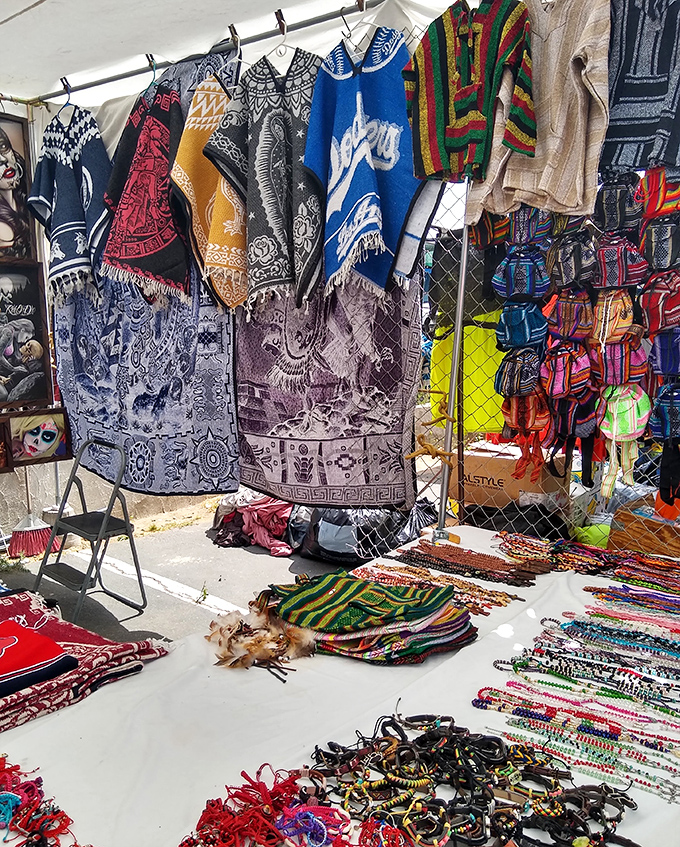 Textile heaven where fashion meets function. These vibrant ponchos and blankets tell stories of craftsmanship that big box stores simply can't match.